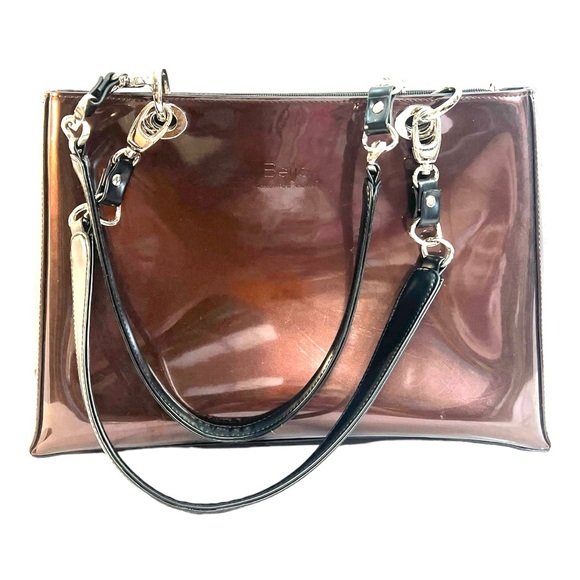 Beijo | Bags | Beijo Large Espresso Brown Faux Patent Leather Tote ...